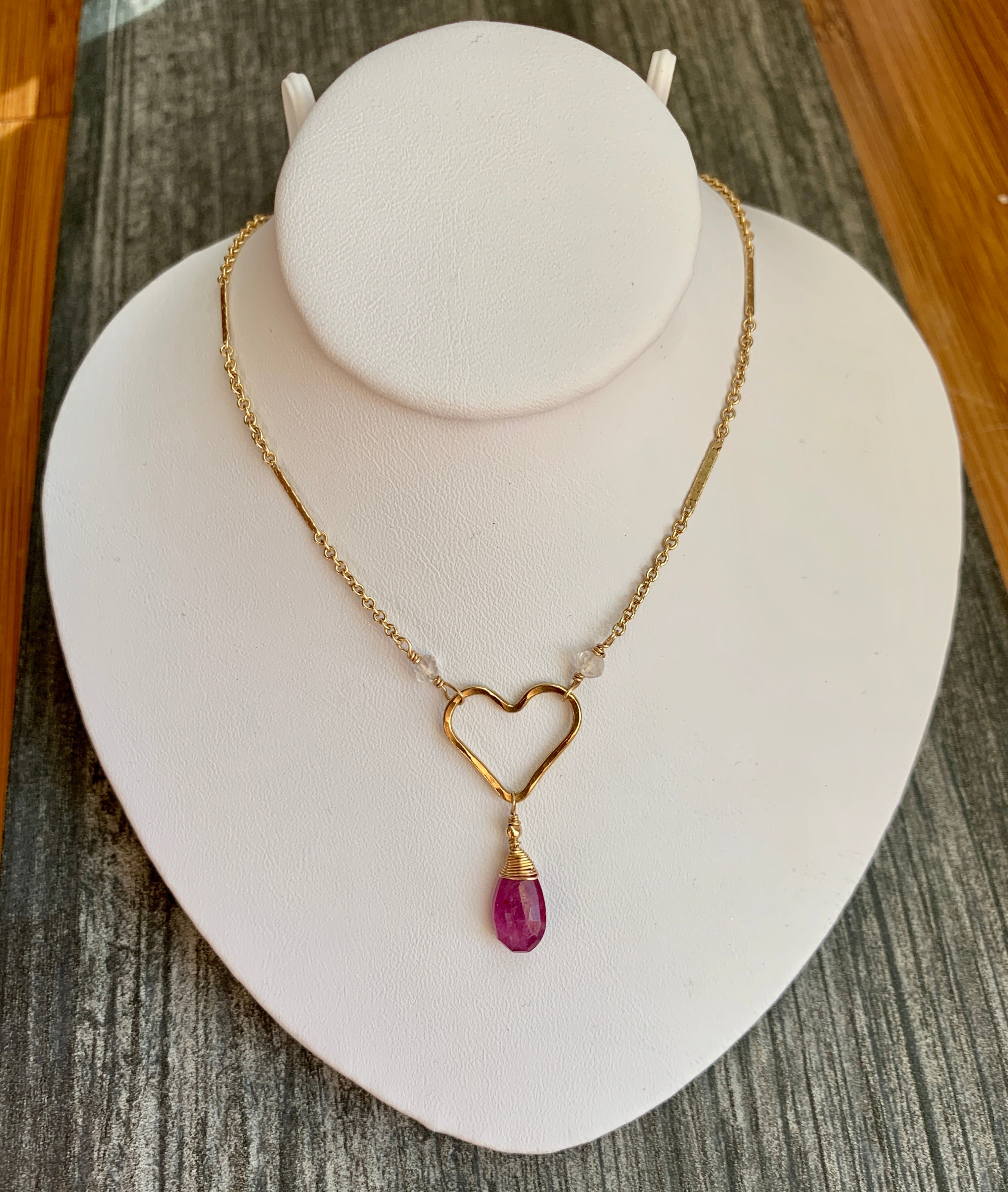 Ruby + Rose Quartz Heart Necklace – Water Element Creations